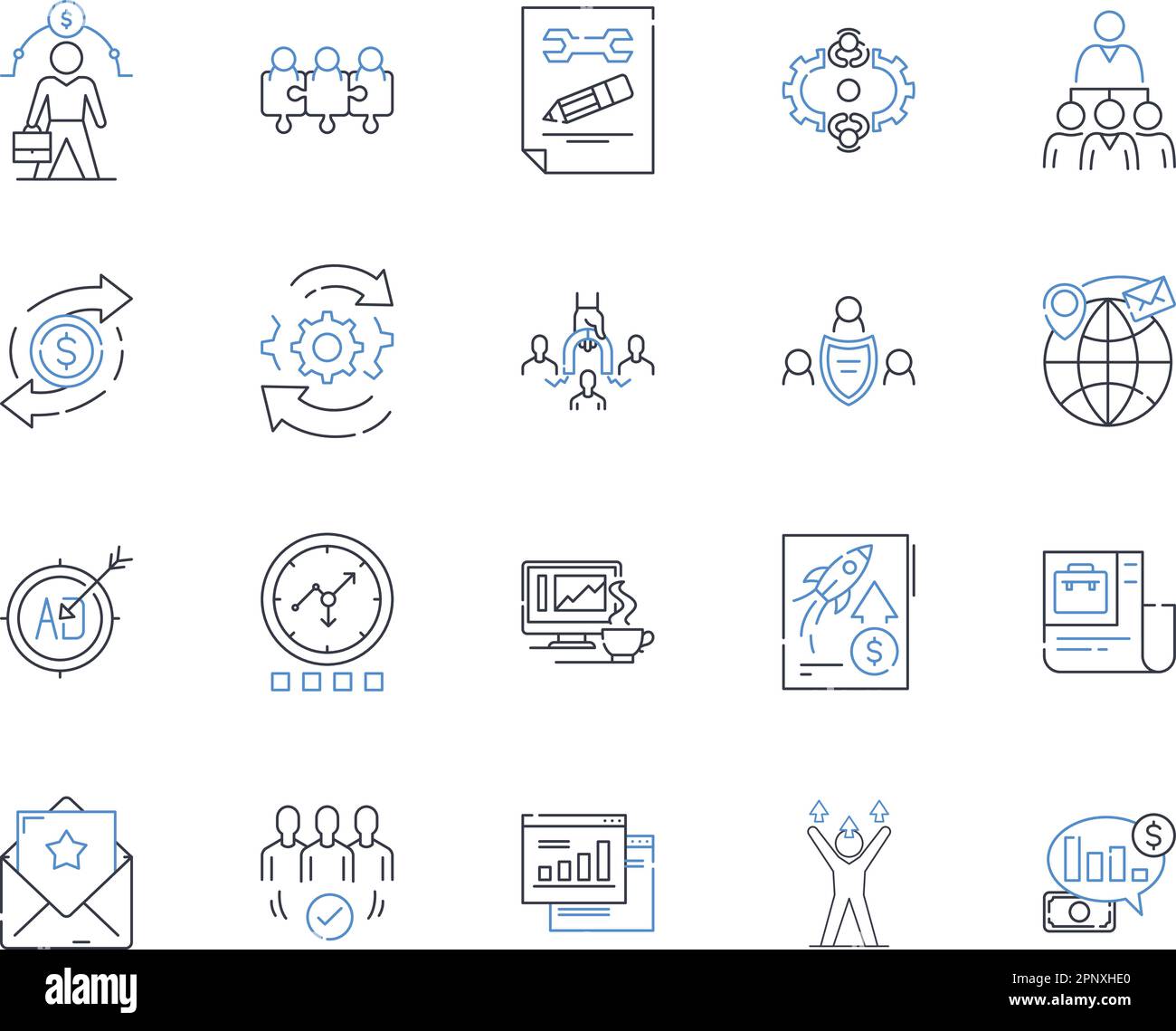 Corporate progress line icons collection. Growth, Advancement, Success, Expansion, Development ...