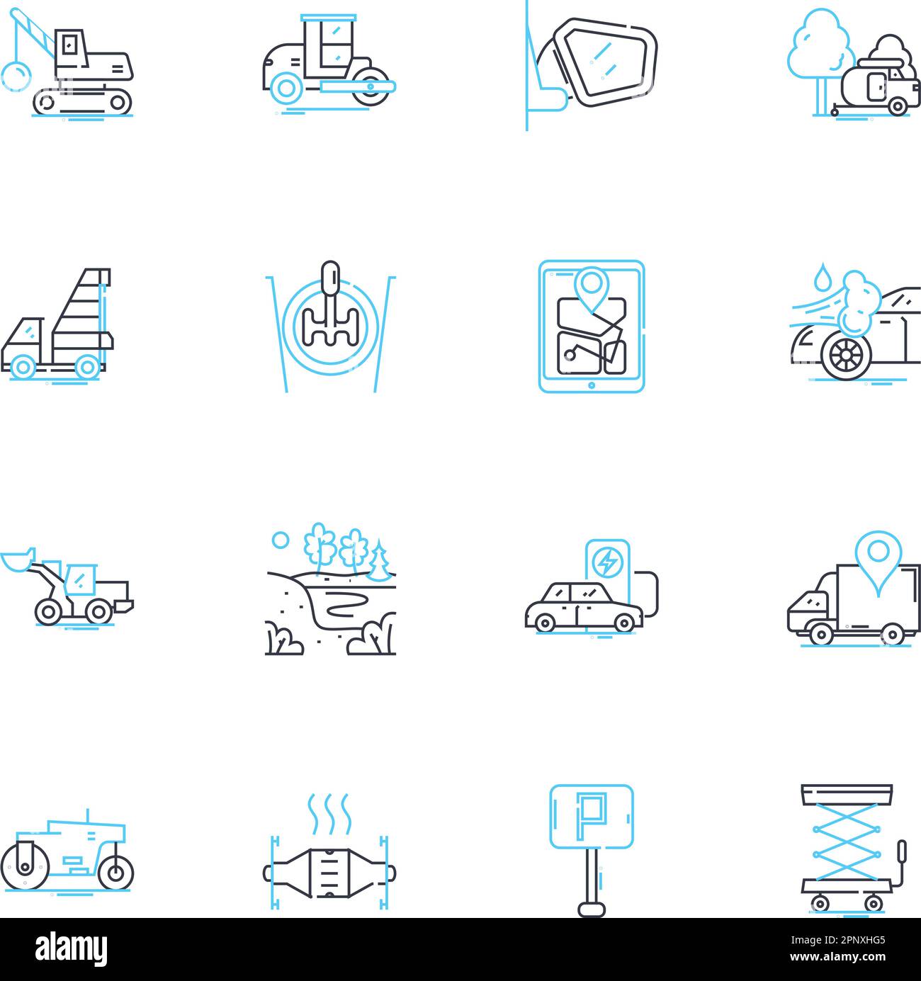 Automotive accessories linear icons set. Spoiler, Interior, Decal, Roof ...