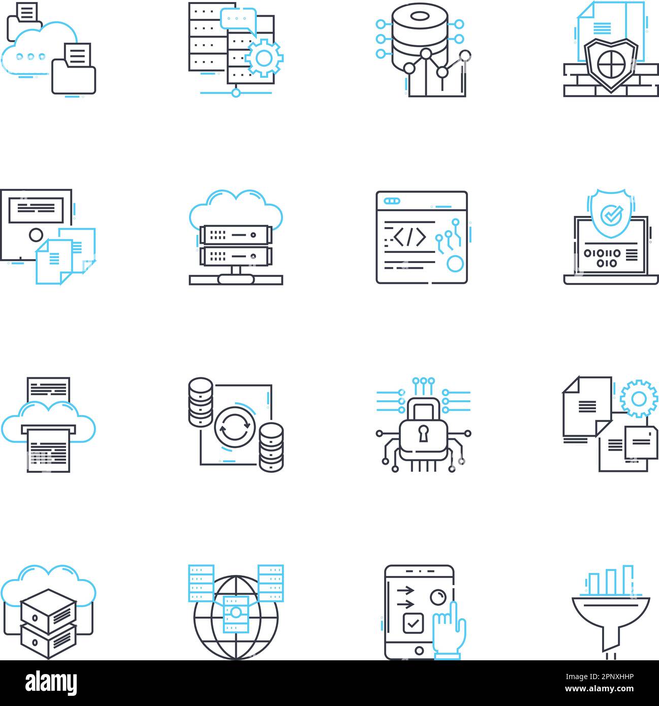 Project Service Linear Icons Set Management Collaboration Development Planning Execution