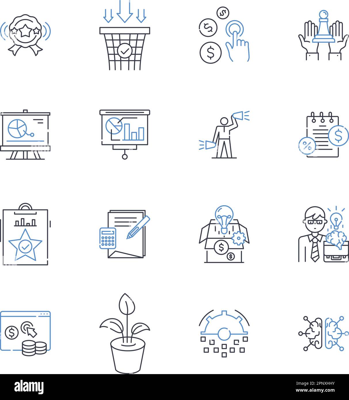 Debt management line icons collection. Credit, Interest, Consolidation, Budgeting, Repayment ...