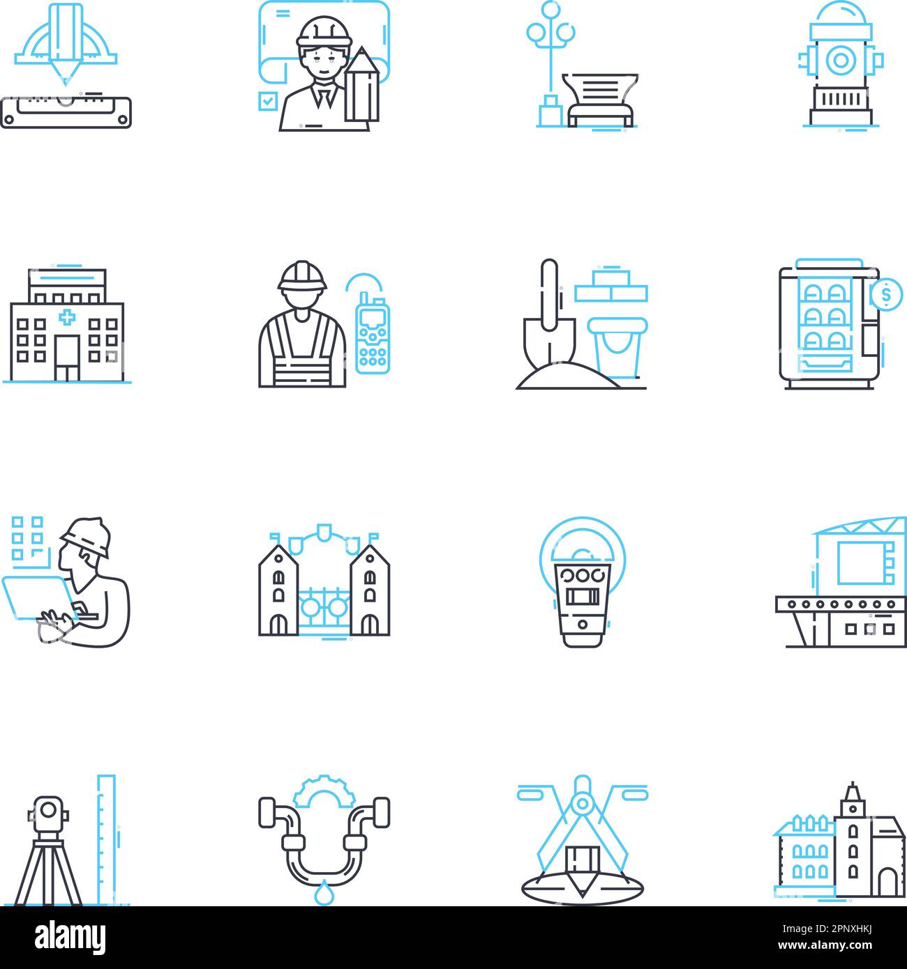 Skyscraping block linear icons set. Towering, High-rise, Urban ...