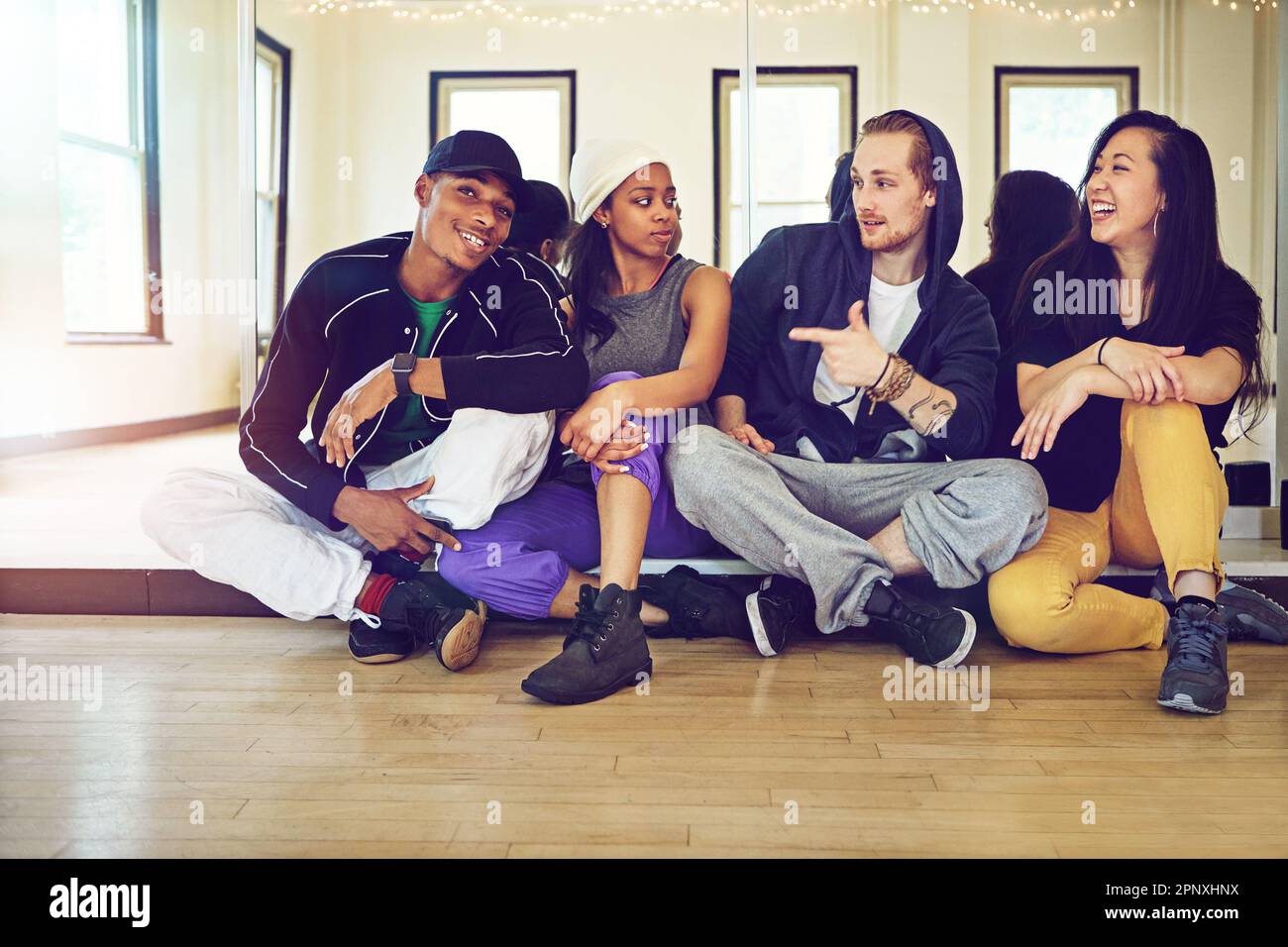 The best dancers make up the best dance team. a group of young friends ...