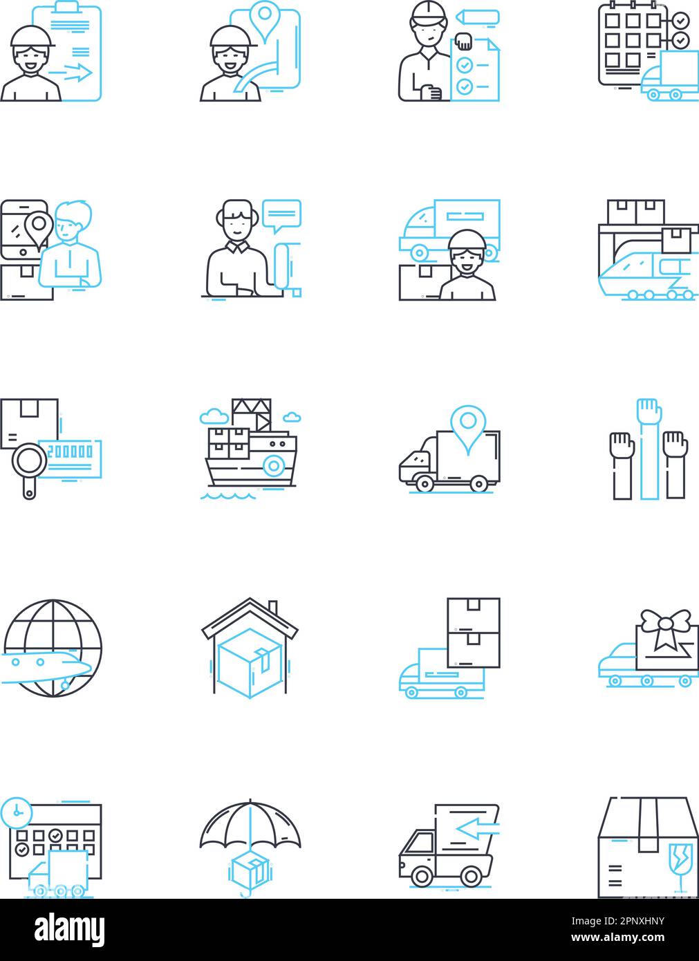 Freight forwarding linear icons set. Shipping, Logistics ...
