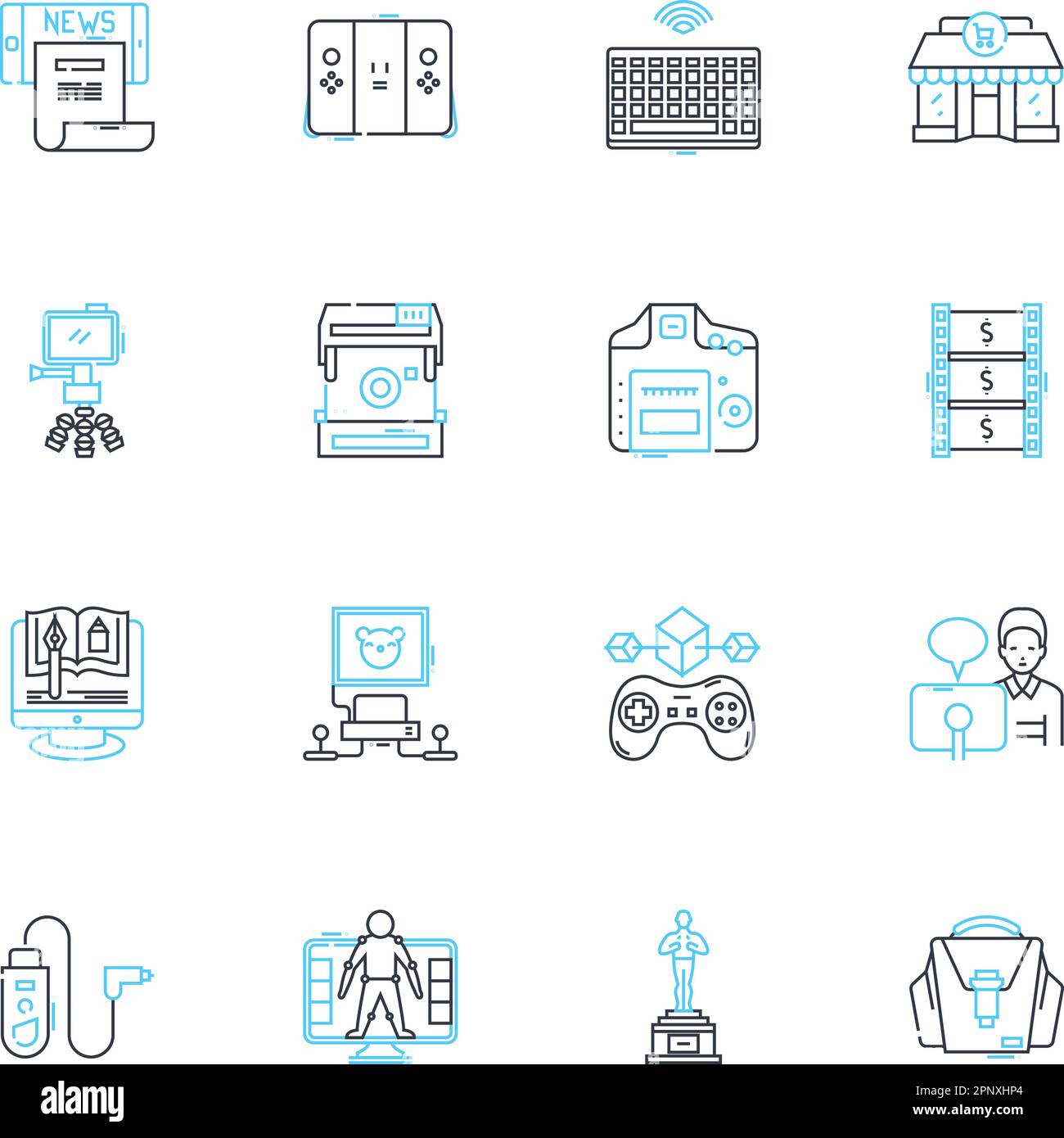 Film camera linear icons set. Analog, Vintage, Classic, Chemical ...