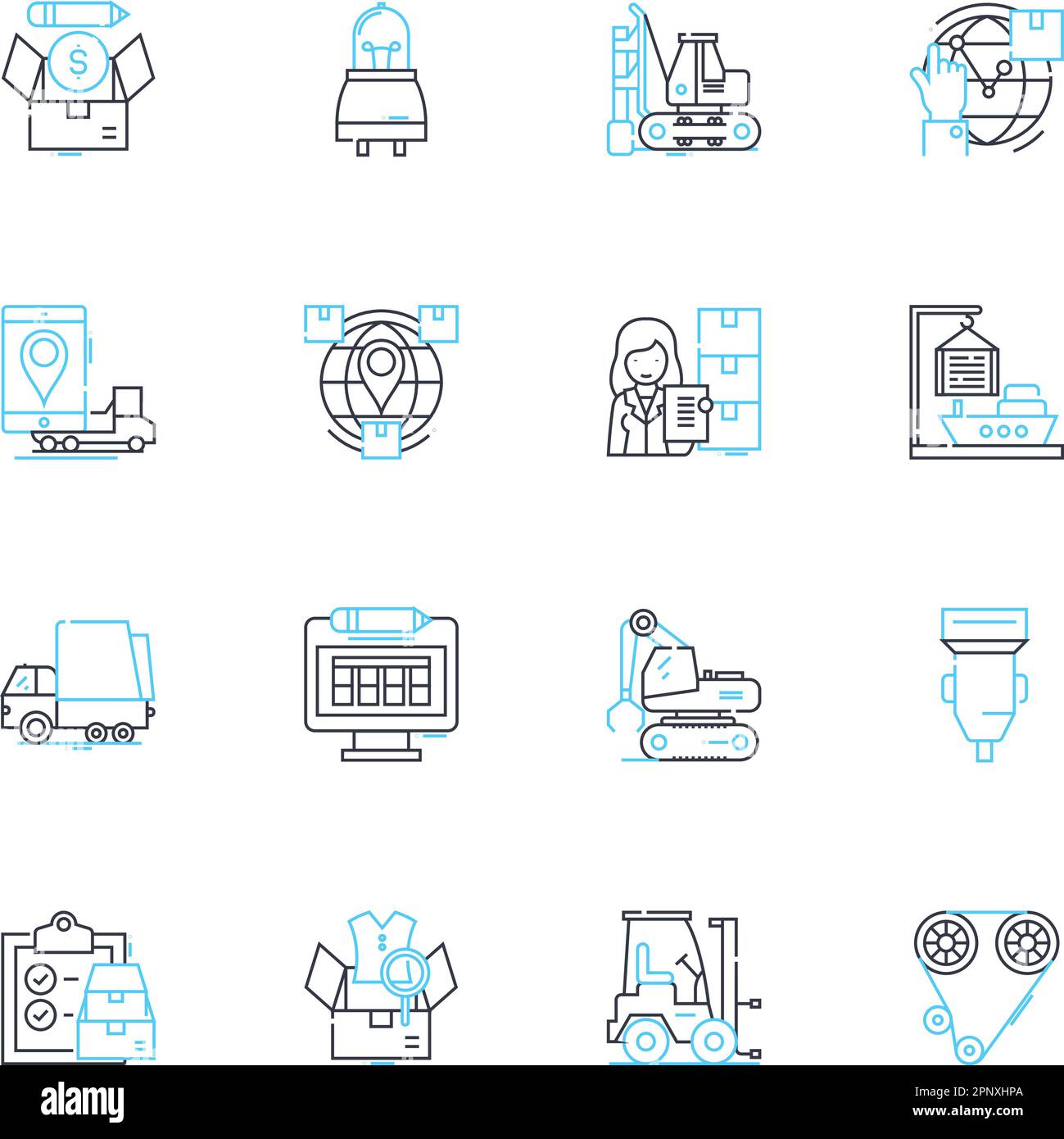 Shipment linear icons set. Delivery, Transport, Logistics, Cargo ...