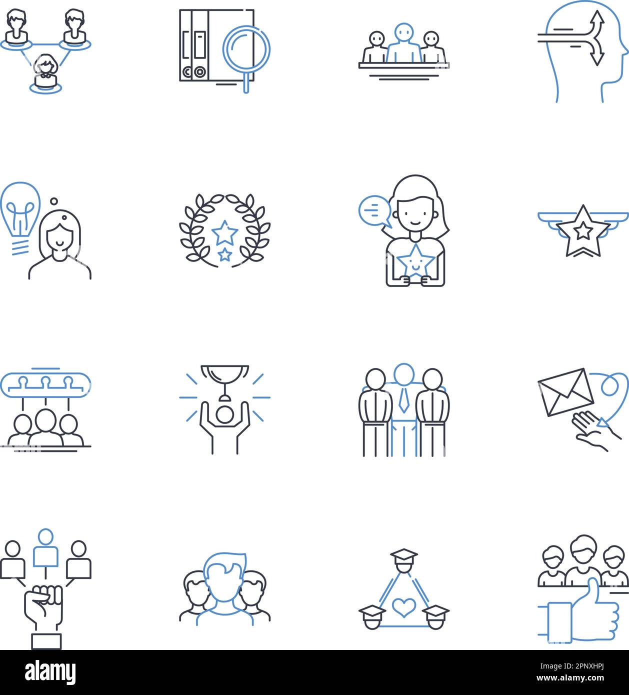 Communication skills line icons collection. Listening, Speaking ...