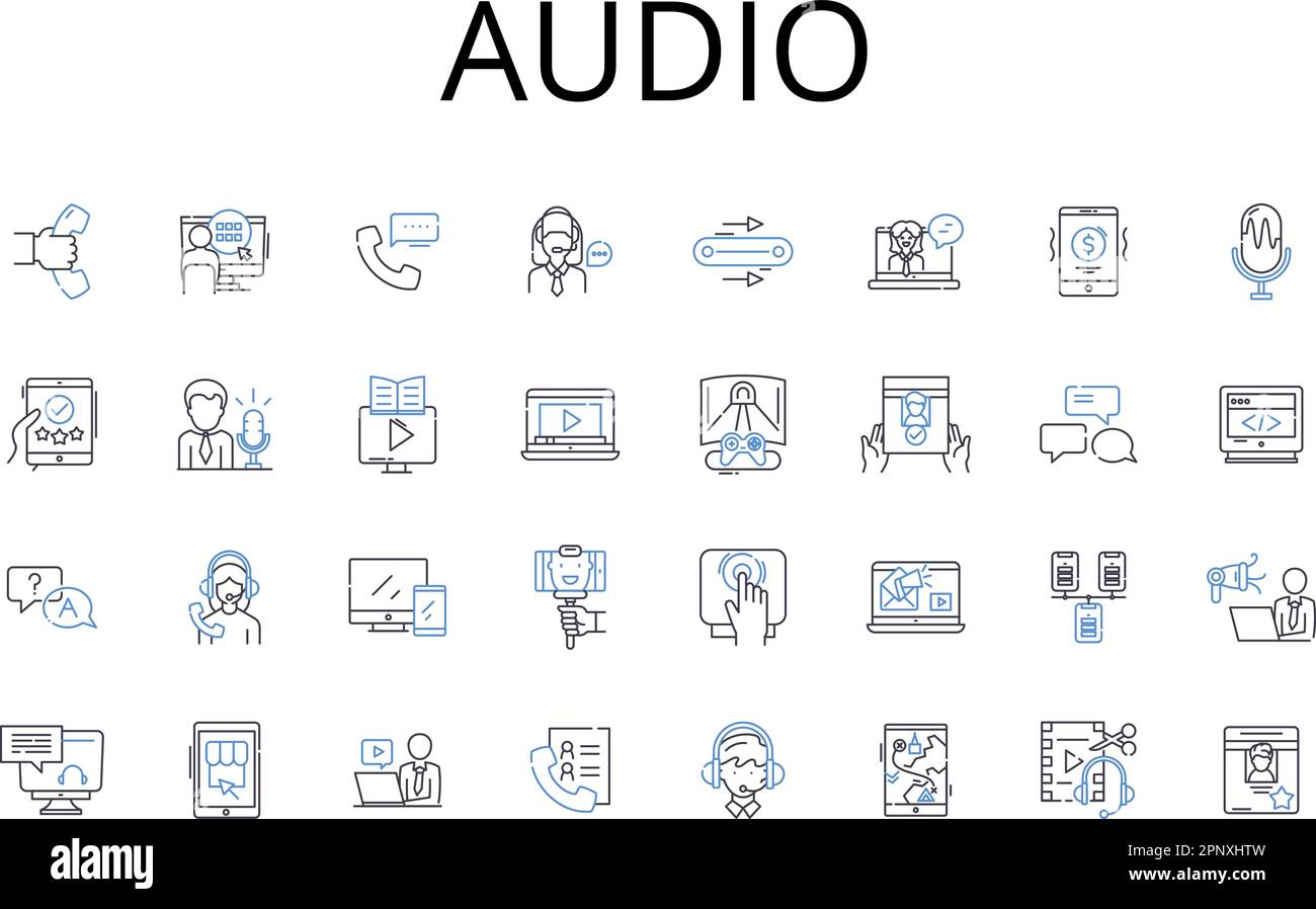 Audio line icons collection. Sound, Music, Melody, Noise, Rhythm, Tune ...