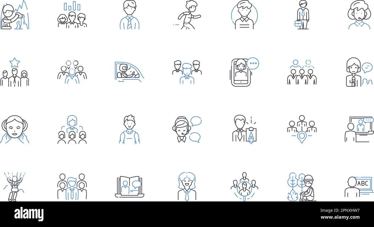 Young adults line icons collection. Millennials, Ambitious, Empowered ...