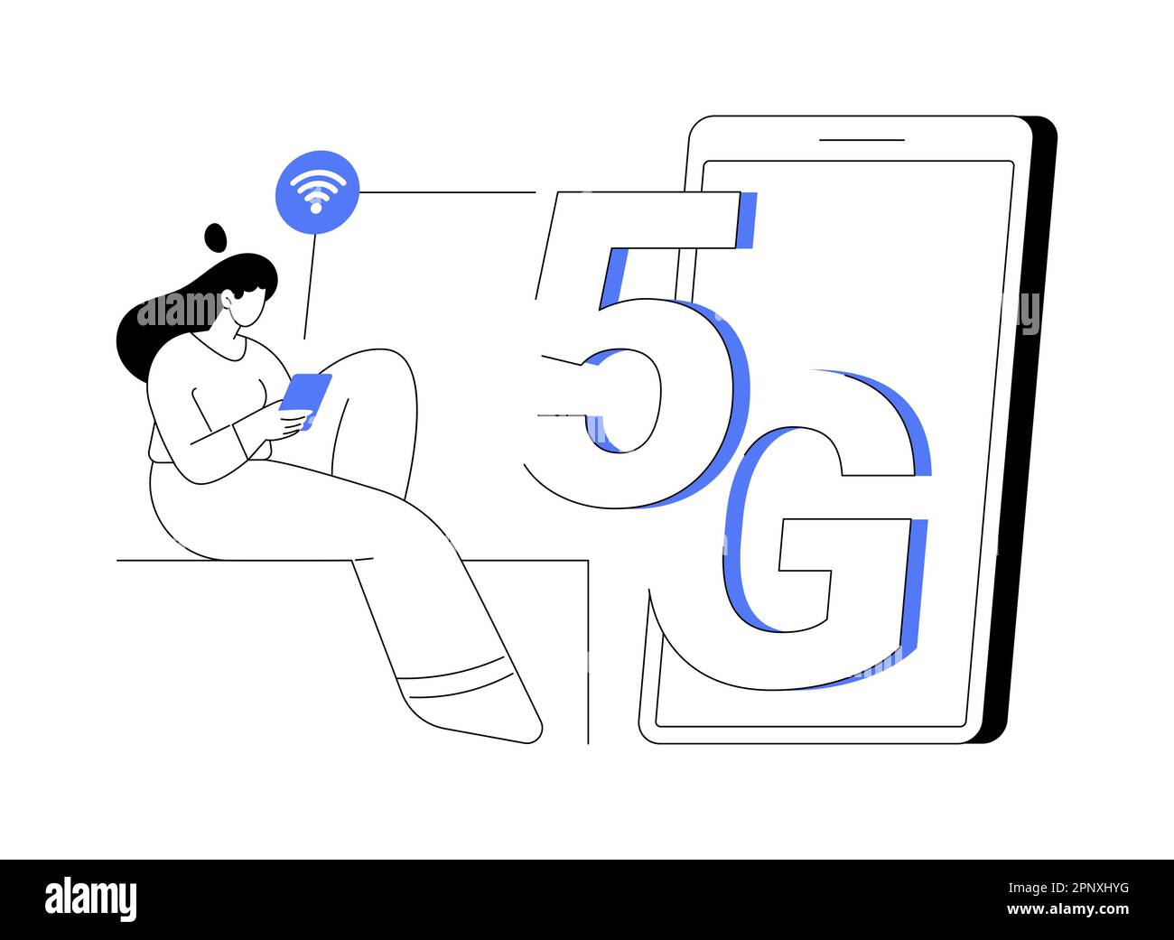 Mobile Phones 5g Network Abstract Concept Vector Illustration Stock