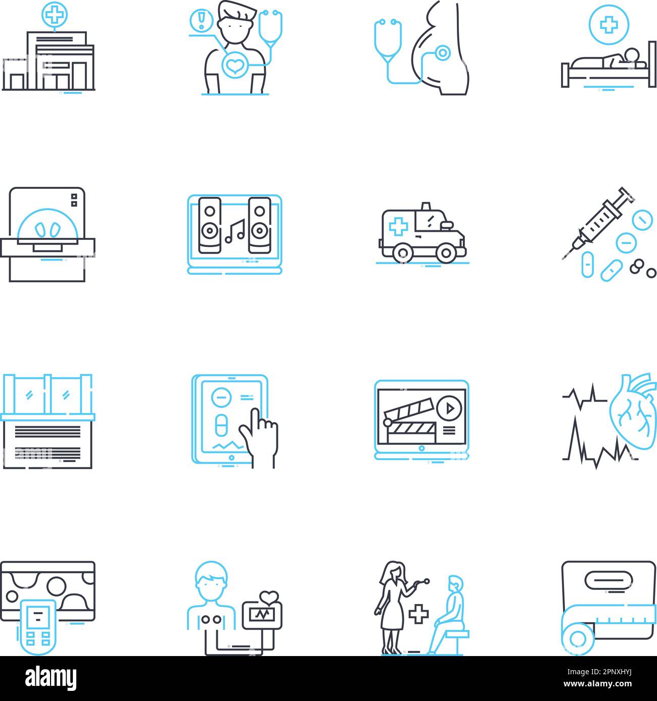 Sanatorium linear icons set. Isolation, Asylum, Rehabilitation, Therapy ...