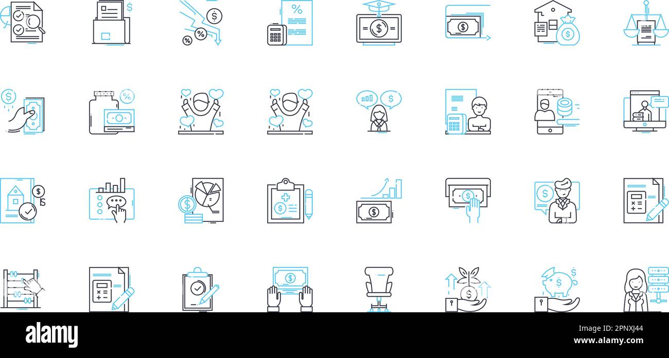 Investments and savings linear icons set. Diversification, Compound ...