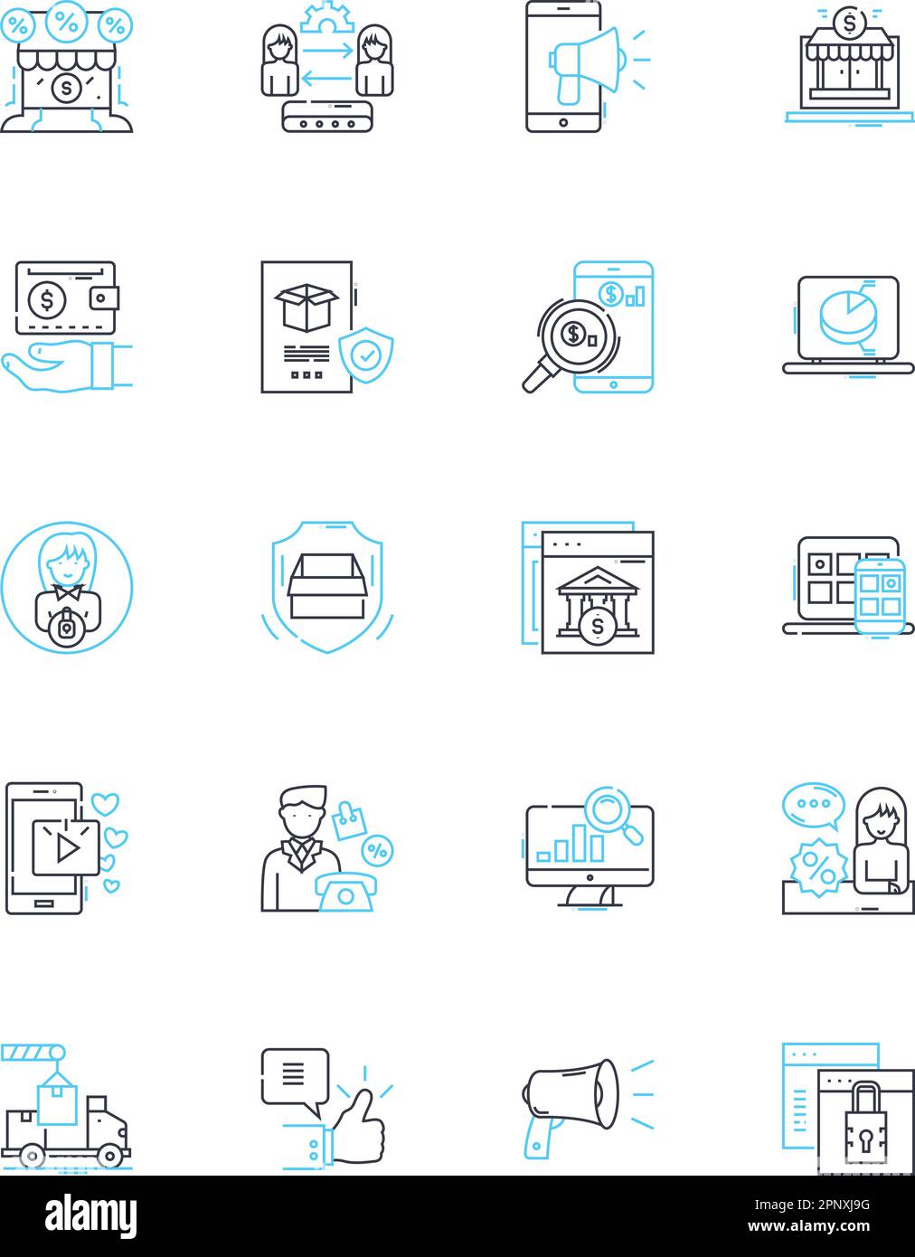 Digital communication linear icons set. Chat, Message, Email, Video ...