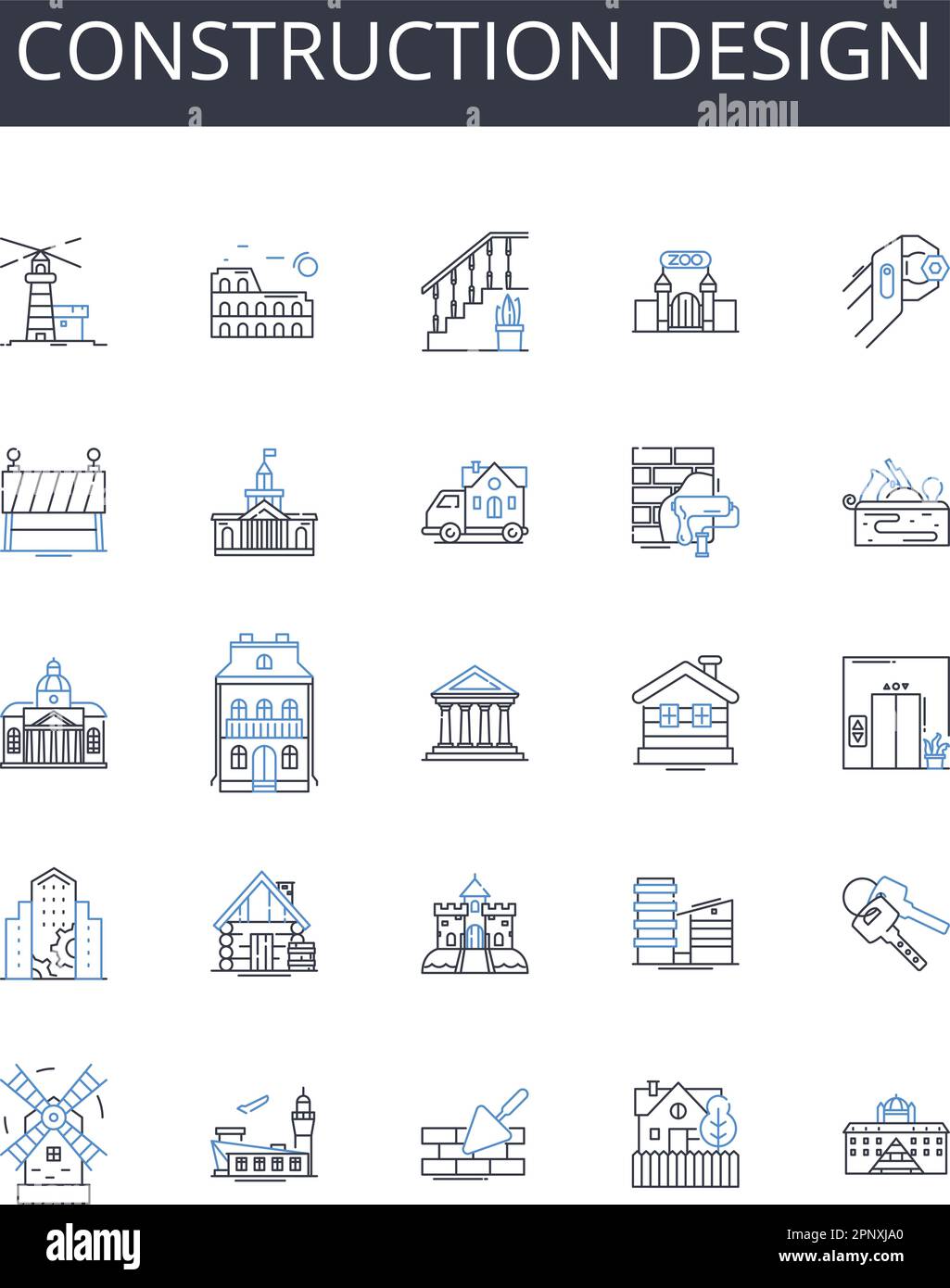 Construction design line icons collection. Building planning ... Construction design line icons collection. Building planning ...
