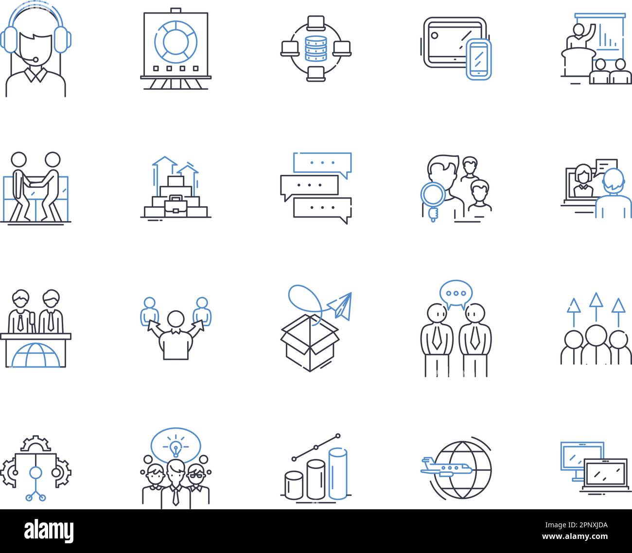 Department meeting line icons collection. Productivity, Communication ...
