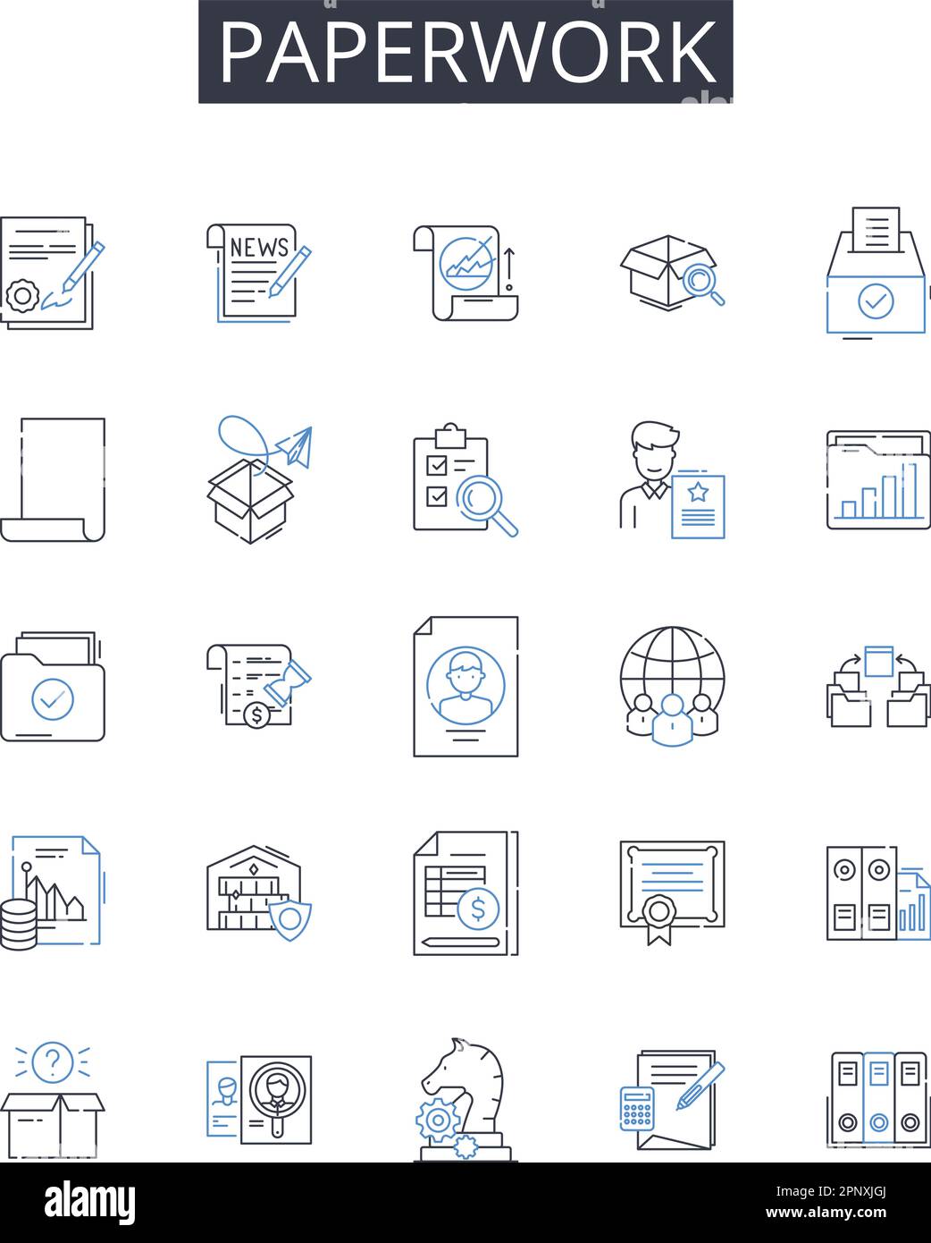 Paperwork line icons collection. Documentation, Red tape, Records ... Paperwork line icons collection. Documentation, Red tape, Records ...