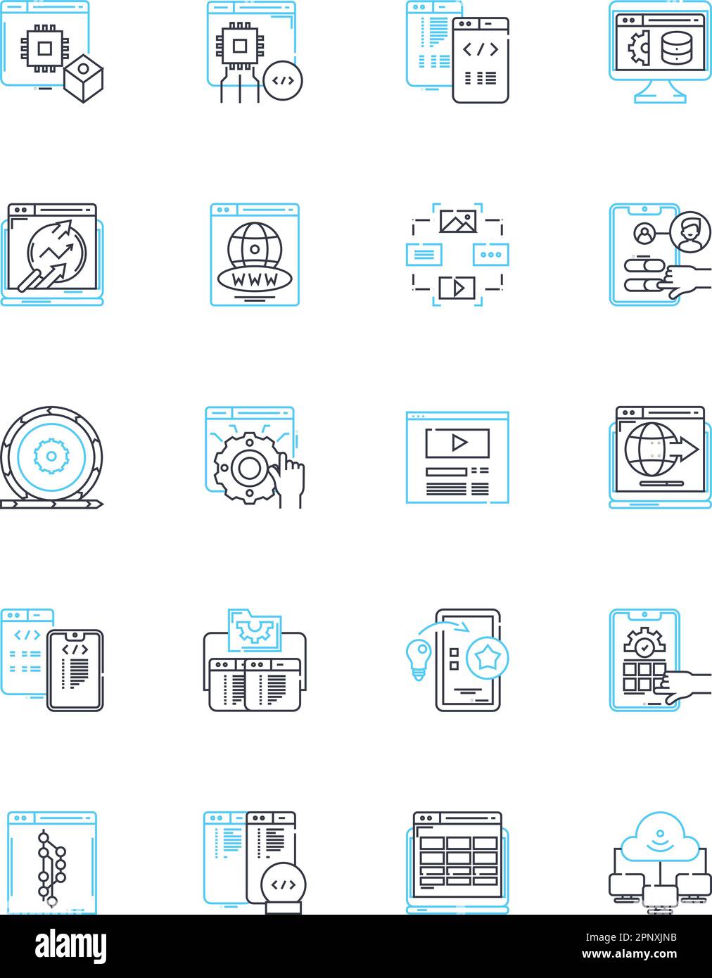 Technician linear icons set. Expert, Skilled, Trained, Professional ...