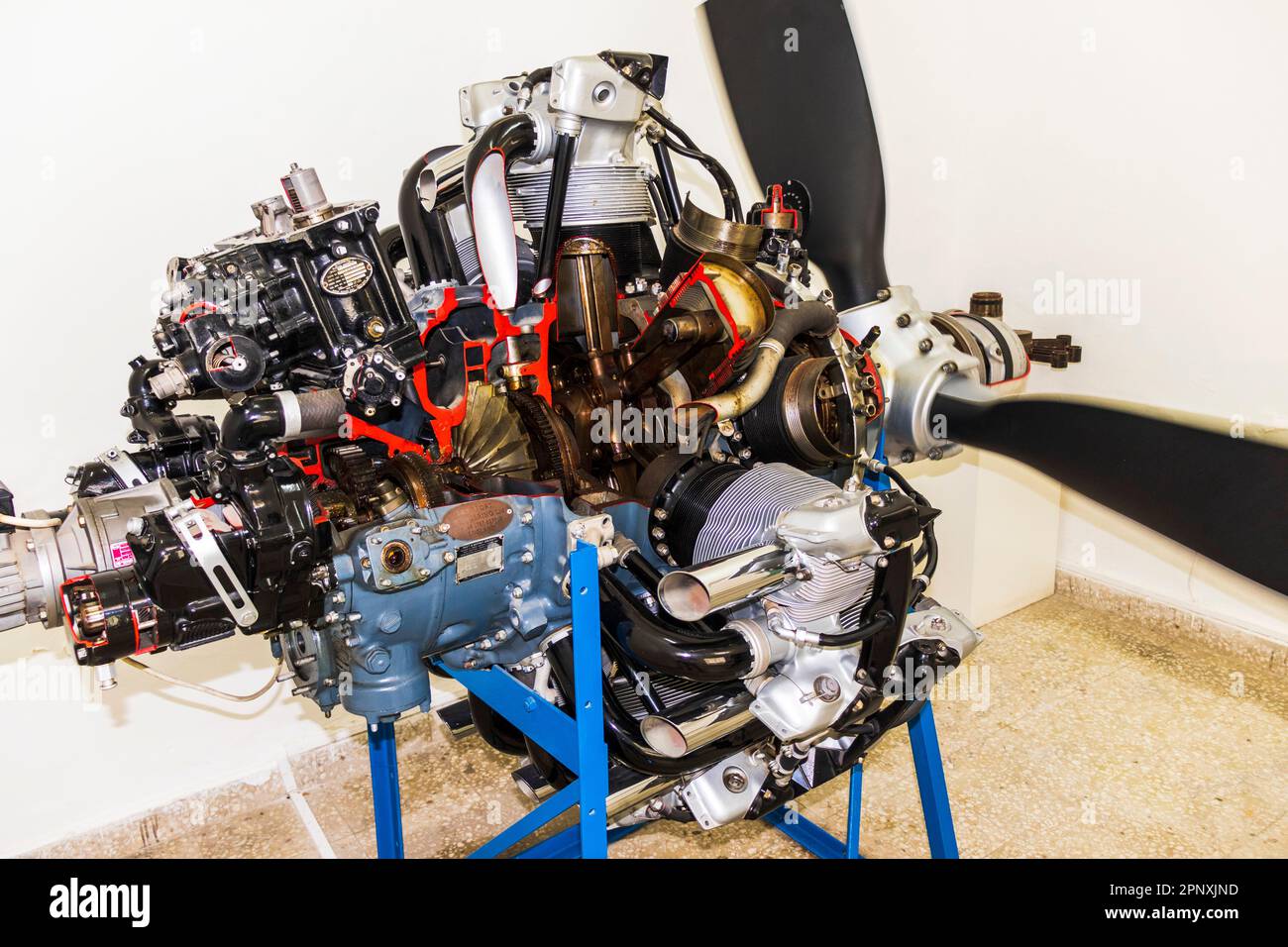 Airplane engine with propeller on display of the aviation museum Stock ...