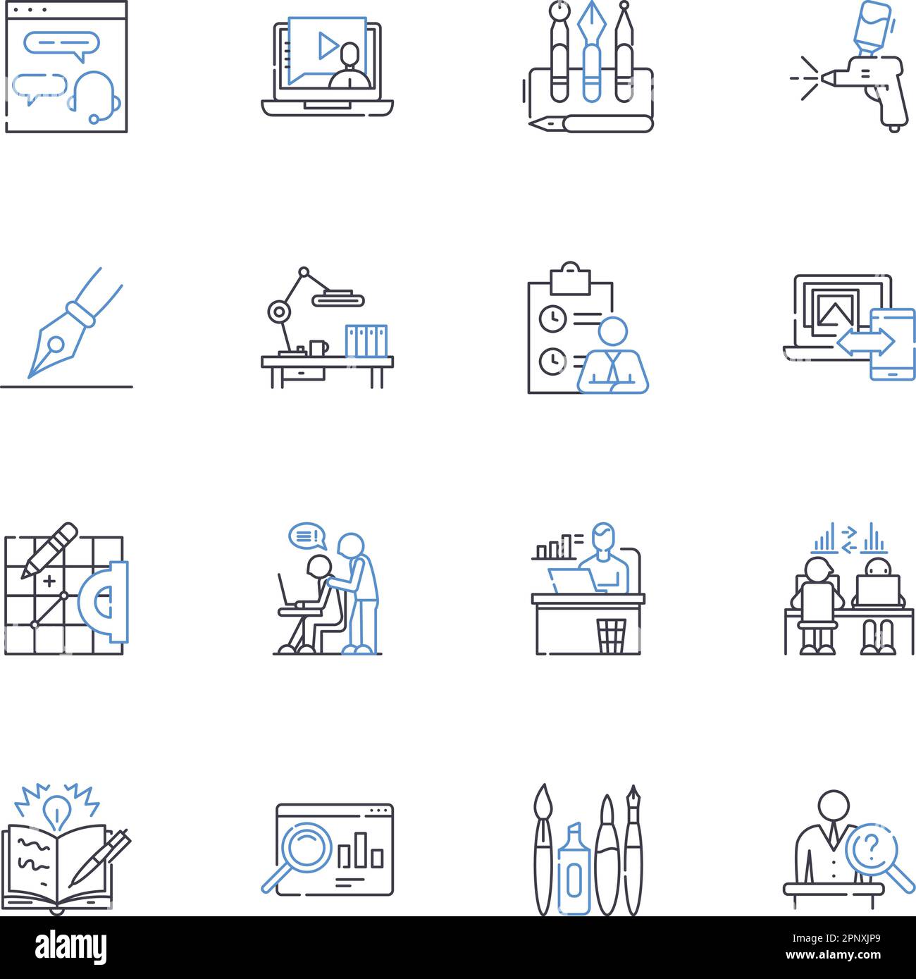 Webinar line icons collection. Interactive, Engaging, Collaborative ...