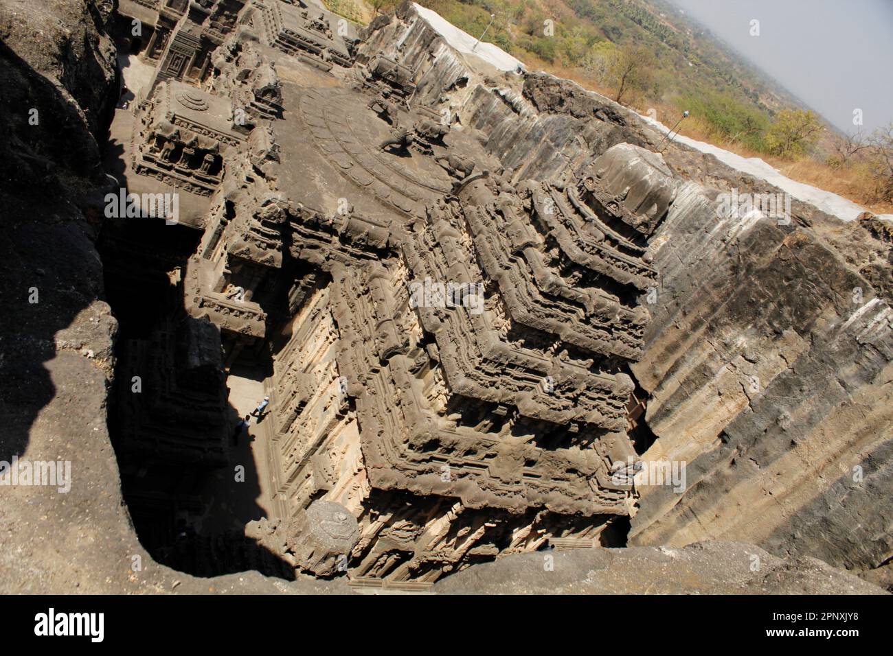 An aerial view of the ancient Ellora Caves in India Stock Photo - Alamy