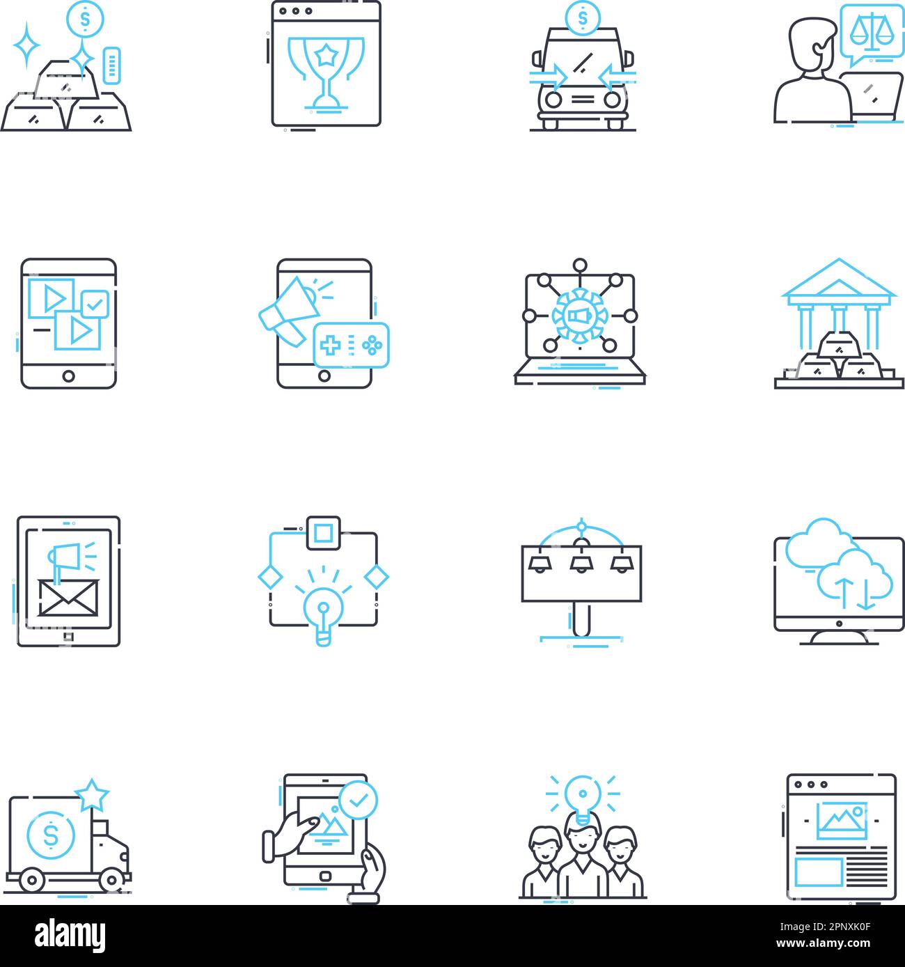 Advertising awareness linear icons set. Awareness, Advertising ...