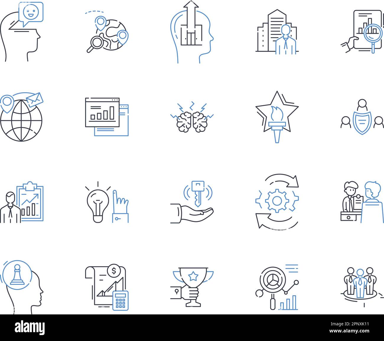 Productivity Metrics Line Icons Collection Efficiency Effectiveness