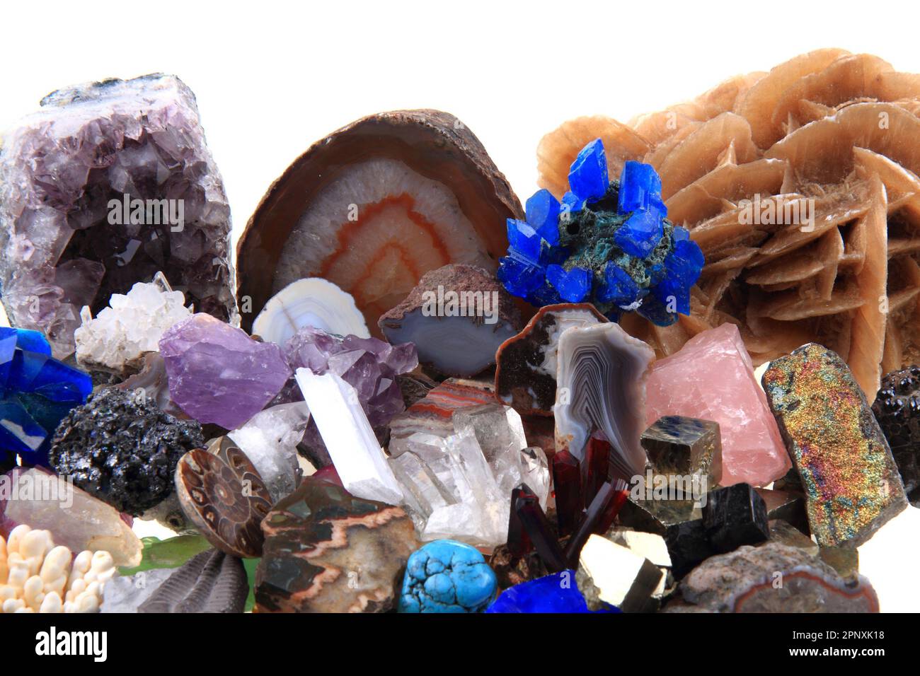 color minerals and gems collection as natural background Stock Photo ...