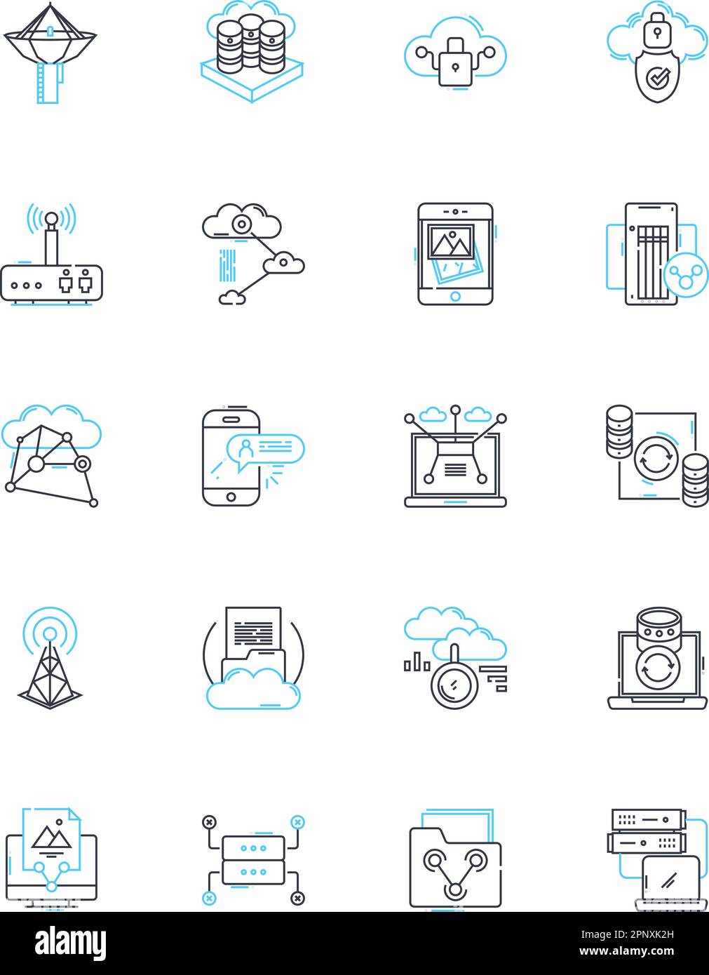 Password Protection Linear Icons Set Encryption Authentication