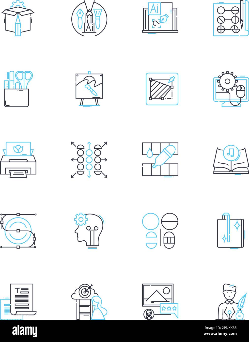 Branding agency linear icons set. Identity, Logo, Brand, Marketing ...