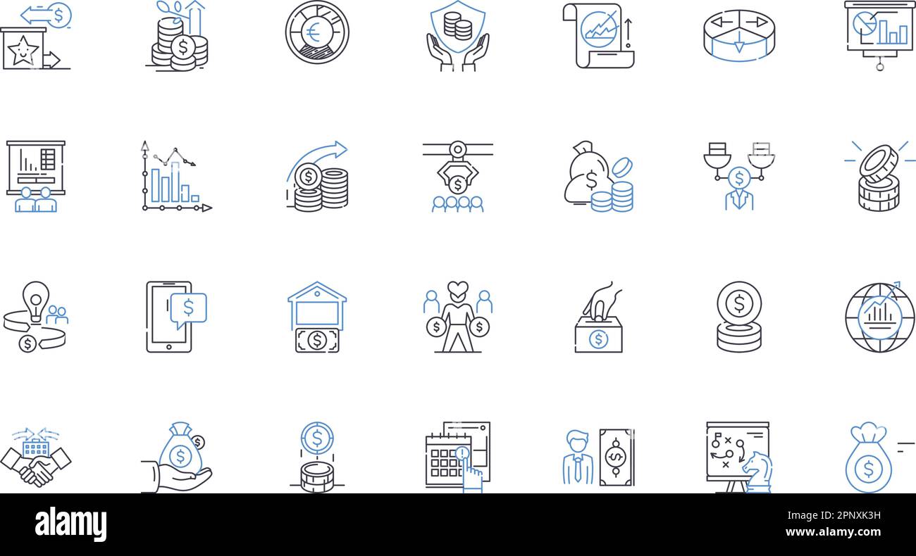 Fiscal line icons collection. Budget, Revenue, Expenditure, Taxation ...
