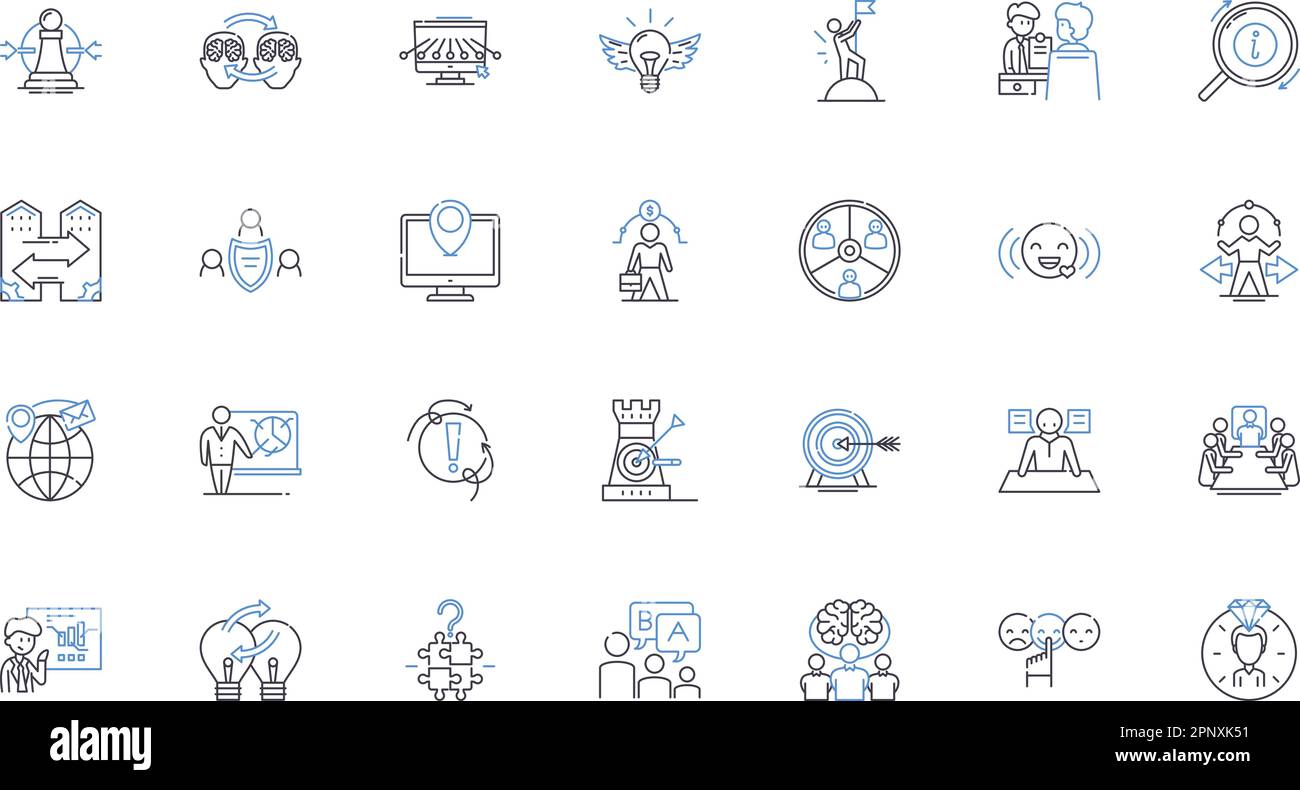 Establishment advancement line icons collection. Innovation, Growth, Expansion, Progress ...