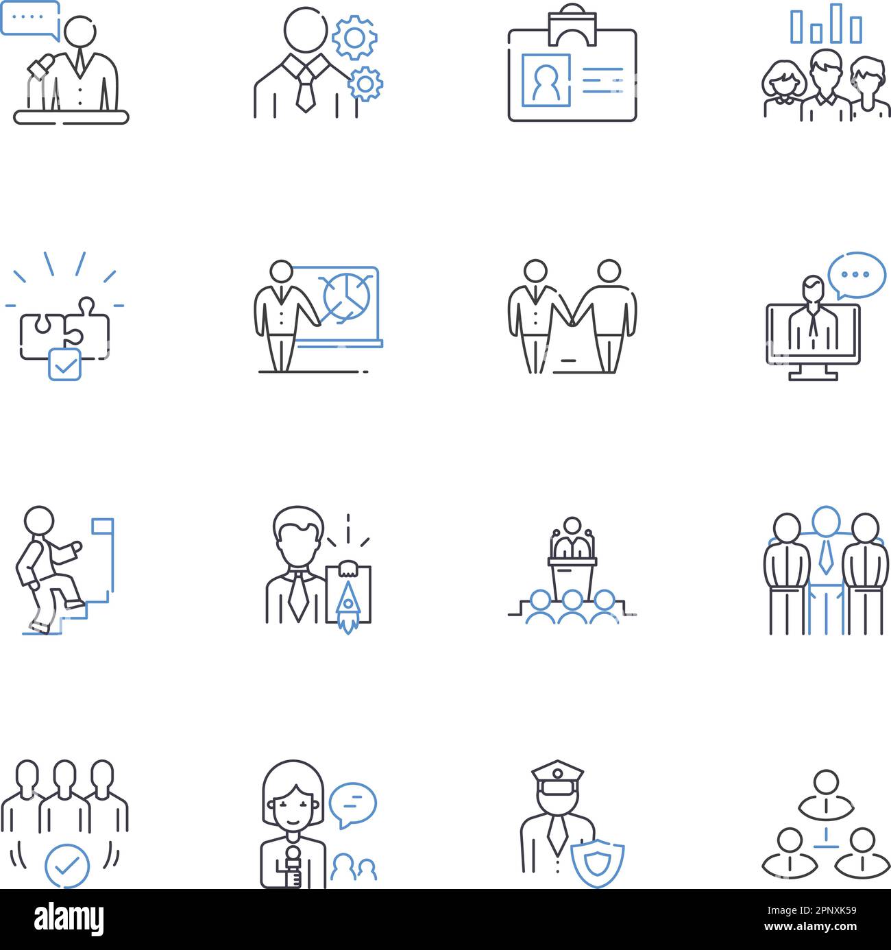 Managerial and career line icons collection. Leadership, Ambition, Growth, Success, Commitment ...