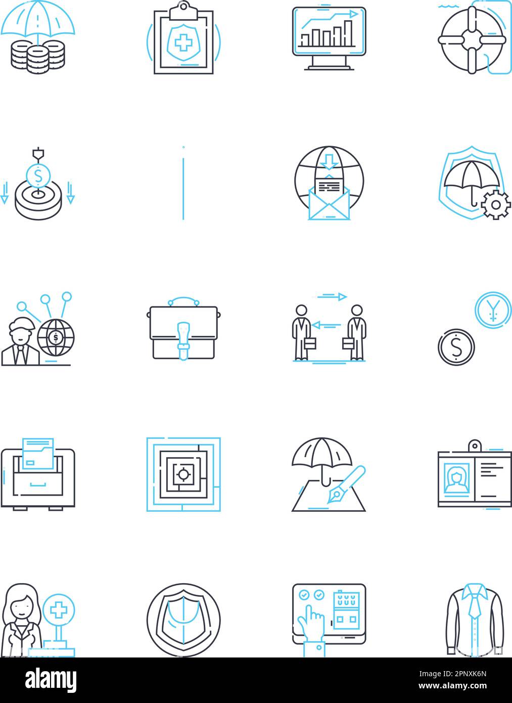 Business protection linear icons set. Insurance, Security, Safety, Risk ...