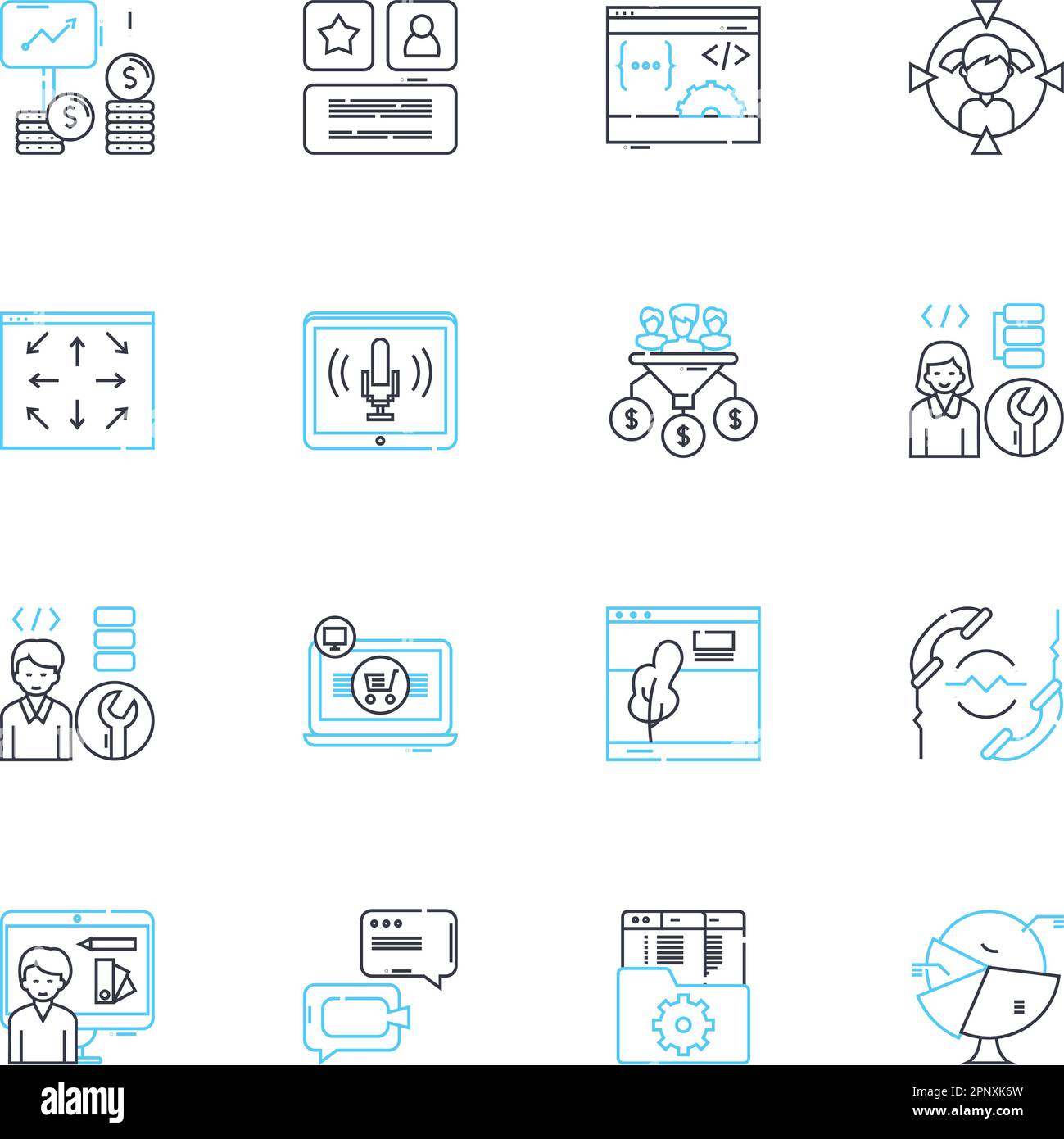 Referral traffic linear icons set. Referrals, Traffic, Clicks, Leads ...