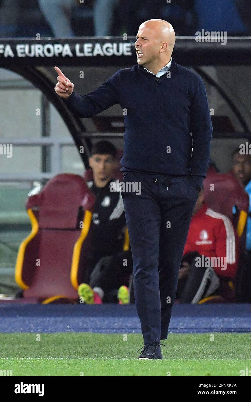 Rome, Lazio. 20th Apr, 2023. Feyenoord trainer Arne Slot during the ...