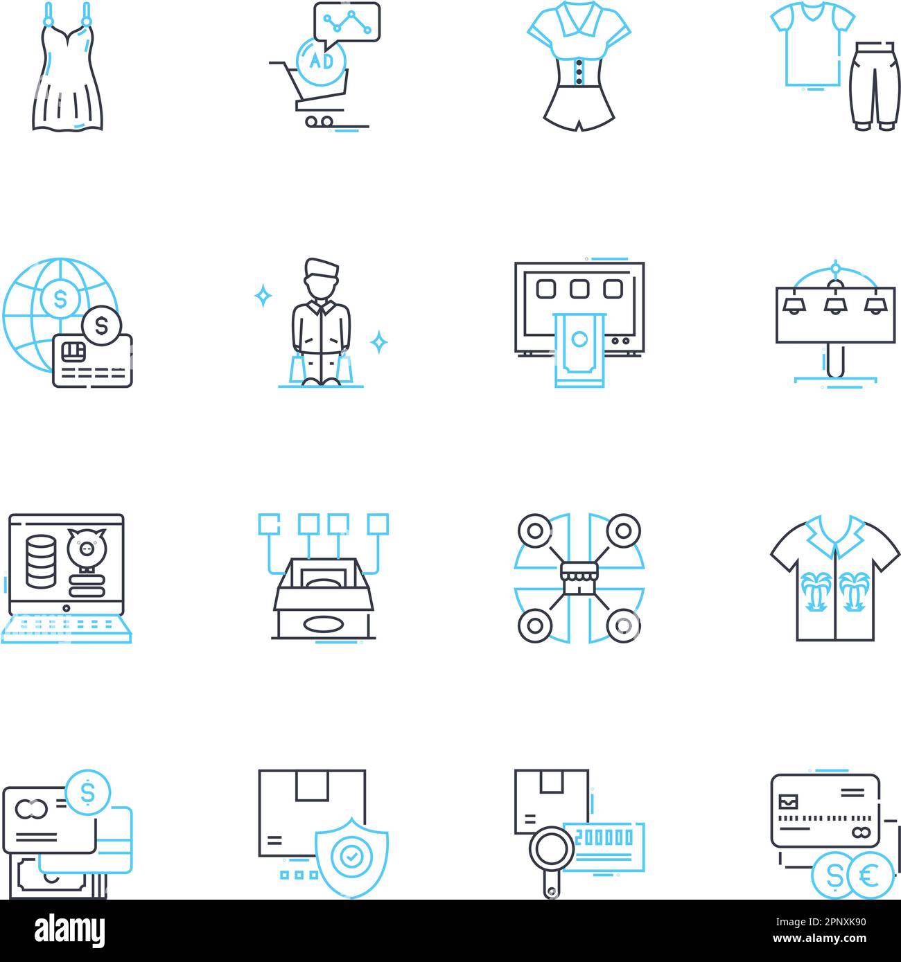 Conversion rate linear icons set. Optimization, Analytics, Revenue ...