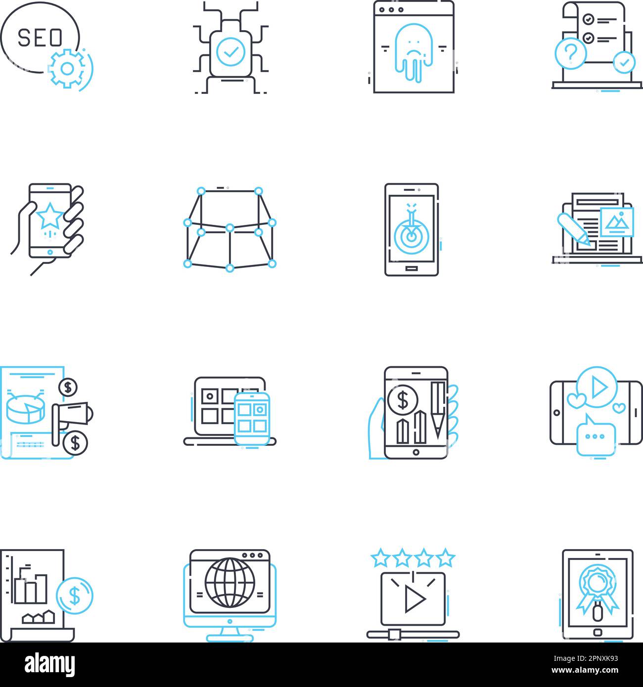 Management and leadership linear icons set. Empowerment, Accountability ...