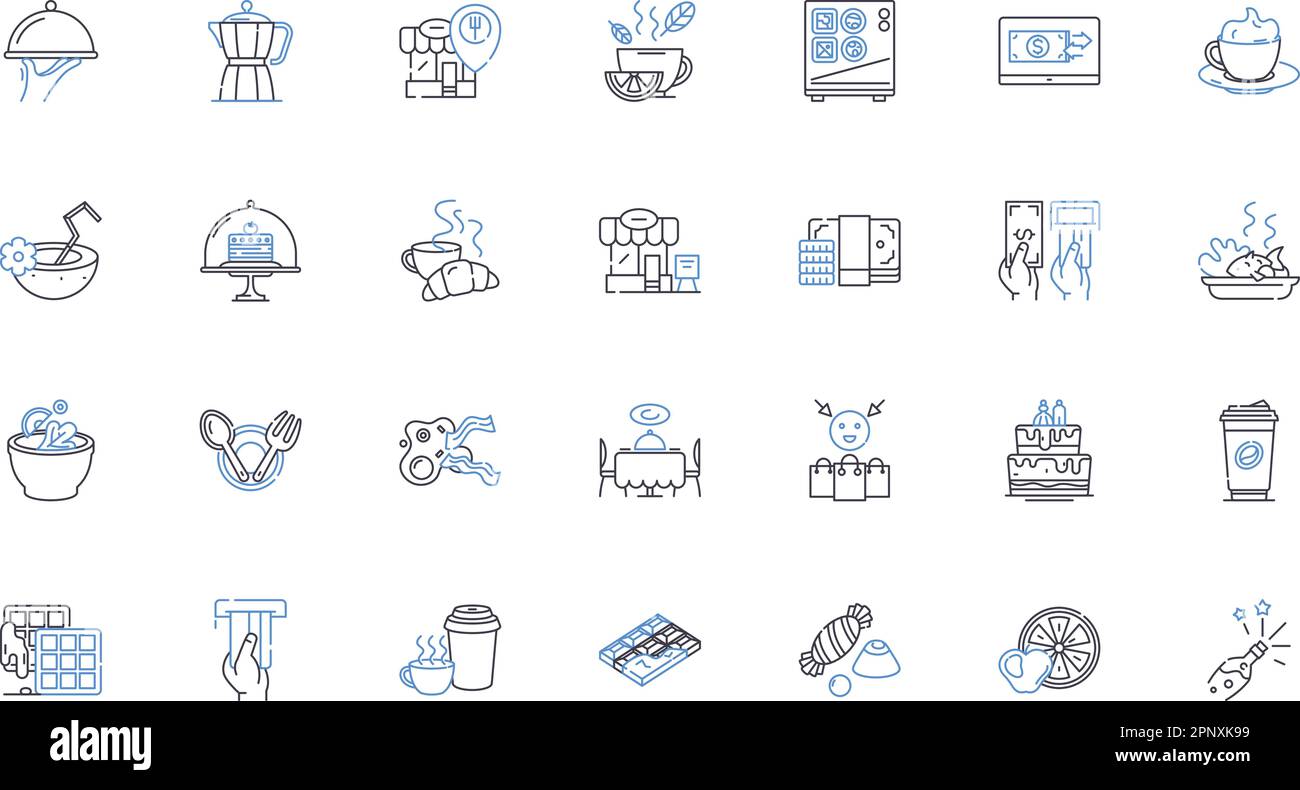 Snack bar line icons collection. Nuts, Chips, Candy, Trail mix ...