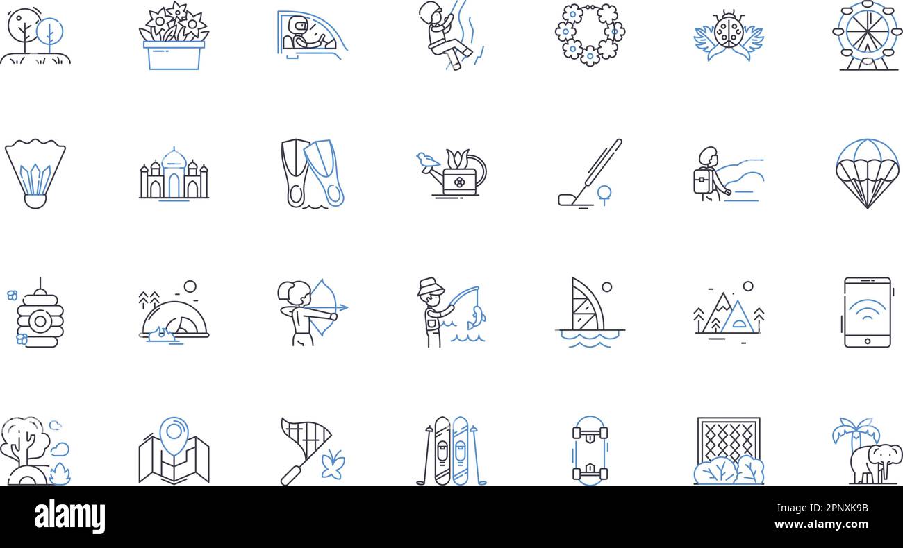 Desert safari line icons collection. Adventure, Sand, Dunes, Sunset ...