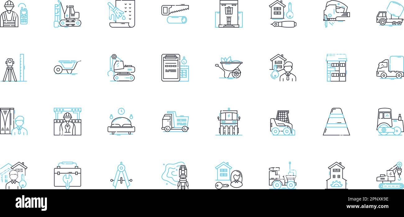 Contractors linear icons set. Construction, Renovation, Remodeling ...