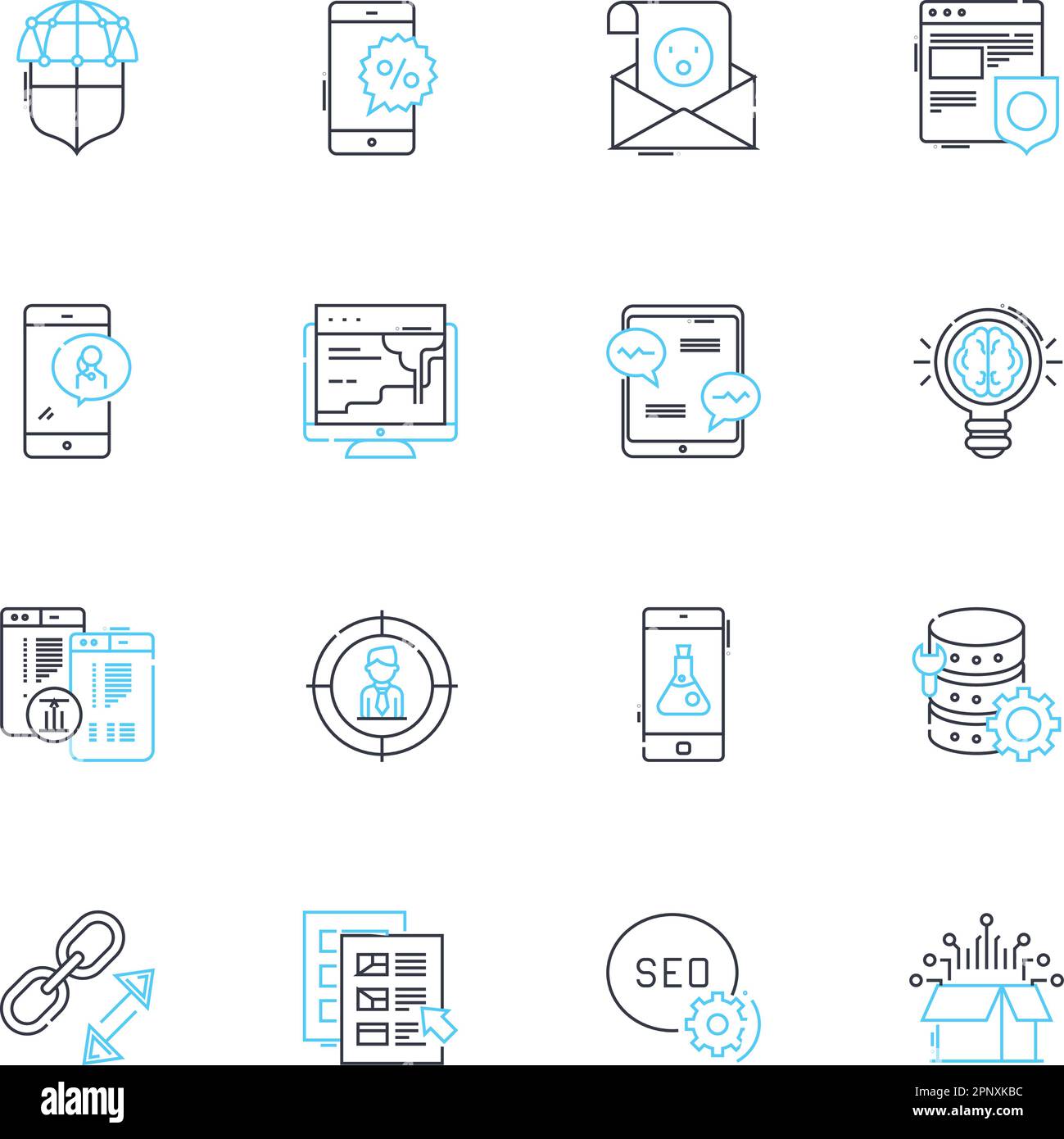 Sales relations linear icons set. Trust, Communication, Engagement ... Sales relations linear icons set. Trust, Communication, Engagement ...