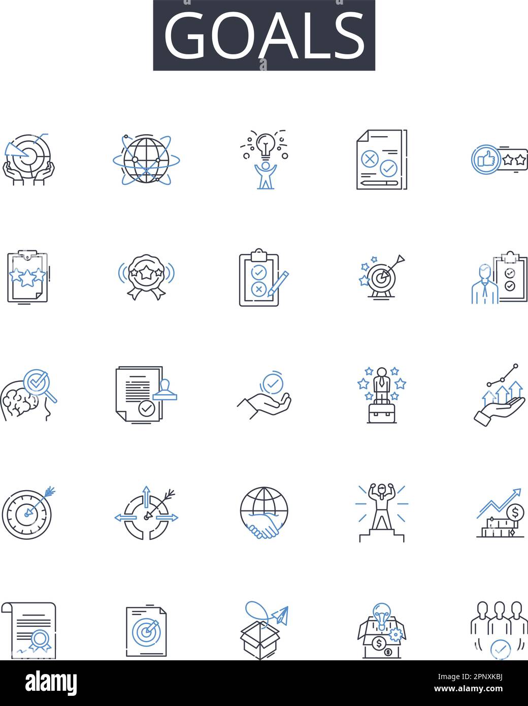 Goals line icons collection. Aspirations, Objectives, Ambitions ...