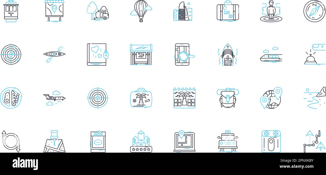 Joy and happiness linear icons set. Bliss, Elation, Jubilation, Delight ...