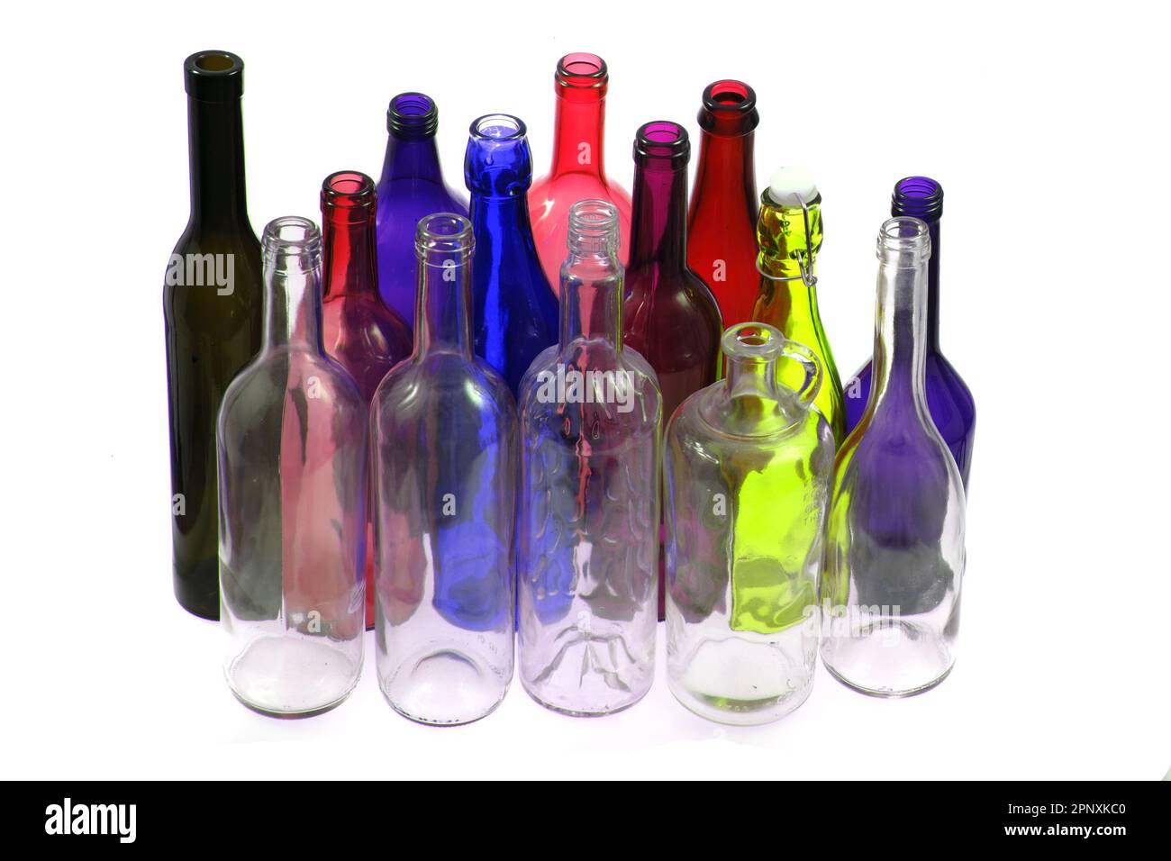color glass bottles isolated on the white background Stock Photo - Alamy