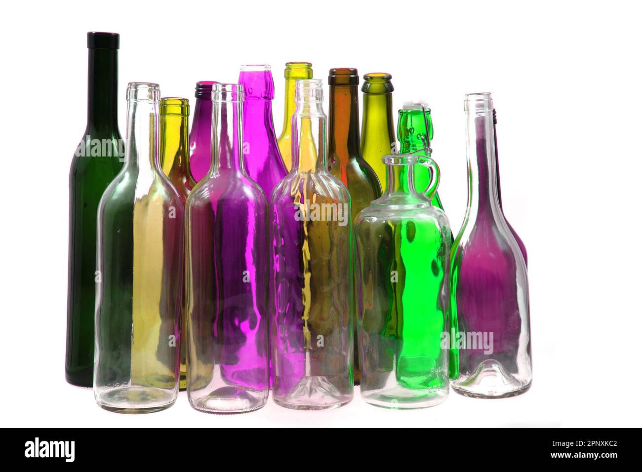 color glass bottles isolated on the white background Stock Photo - Alamy
