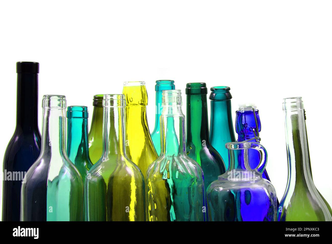 color glass bottles isolated on the white background Stock Photo - Alamy