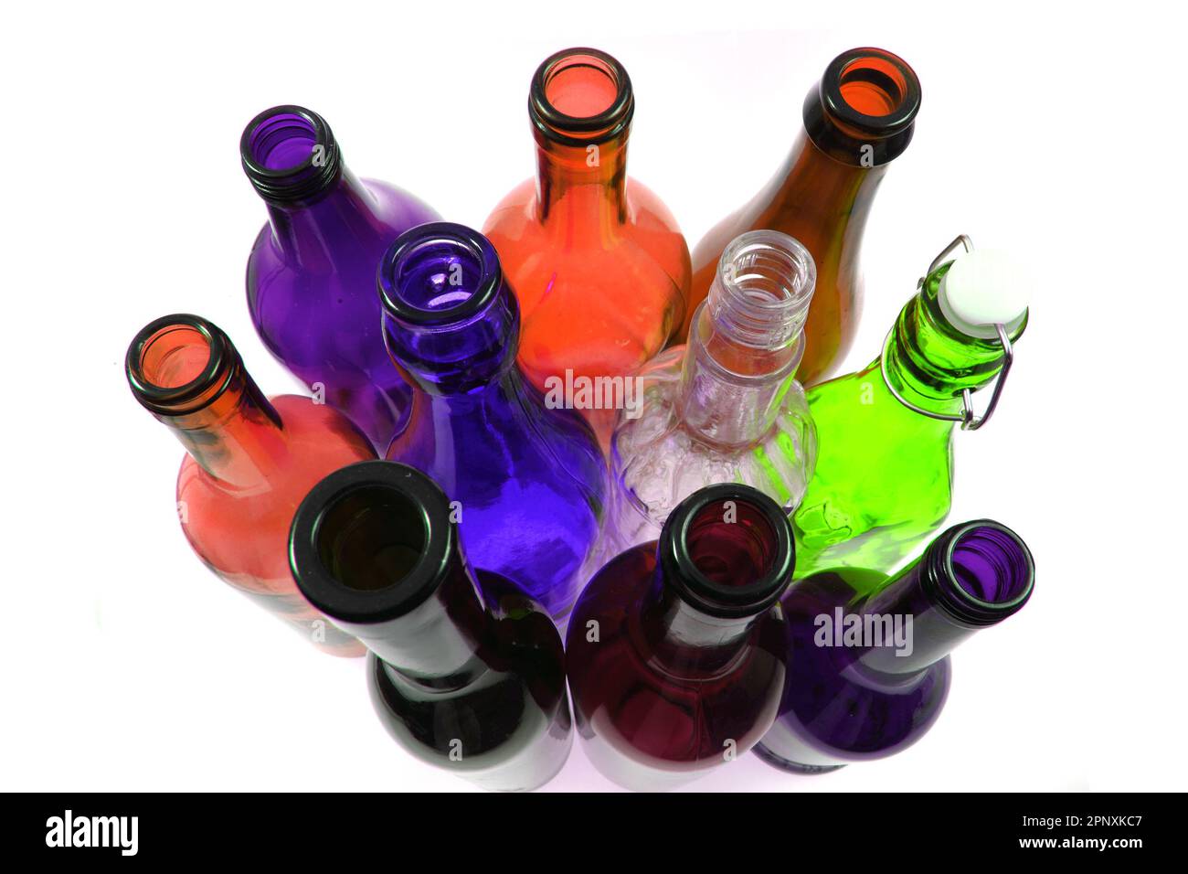 color glass bottles isolated on the white background Stock Photo - Alamy
