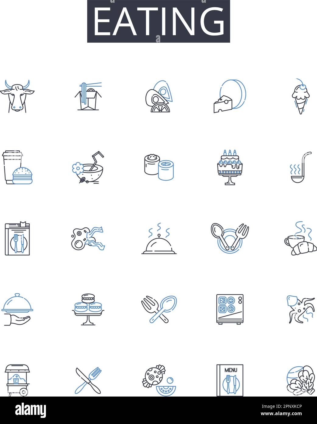 Eating line icons collection. Drinking, Feasting, Devouring, Noshing ...
