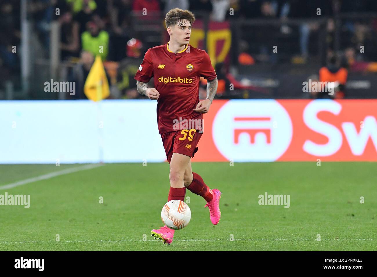 Rome, Lazio. 20th Apr, 2023. Nicola Zalewski of AS Roma during the Uefa ...