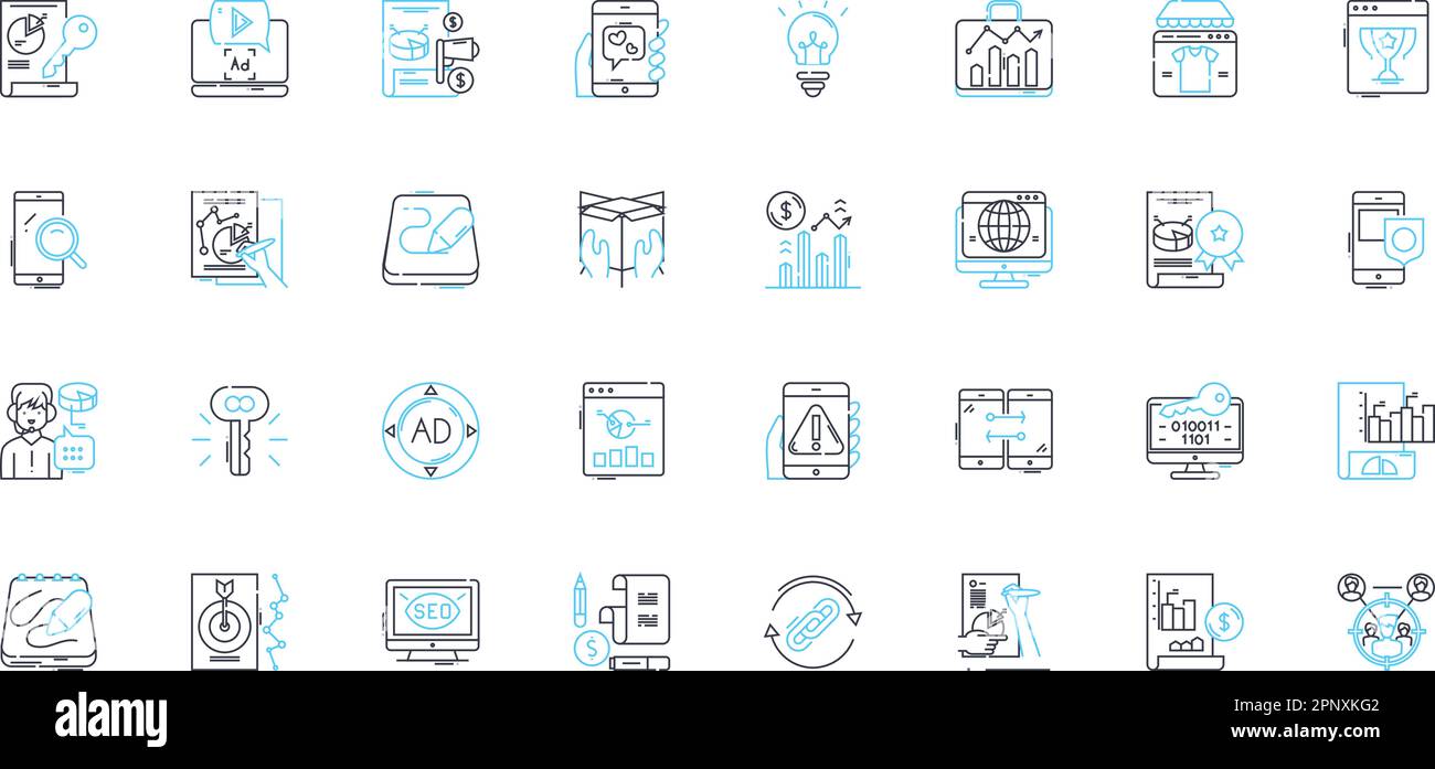 Brand strategy linear icons set. Identity, Positioning, Culture ...