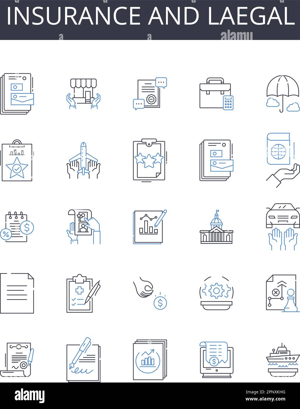 Insurance and laegal line icons collection. Coverage, Protection ...